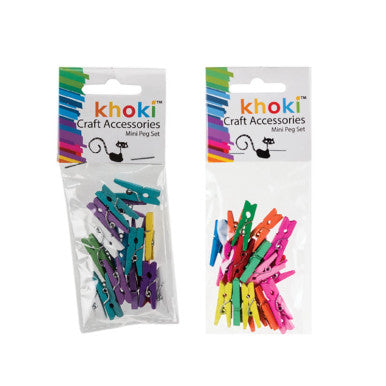 20-Piece Assorted Colour Mini Wooden Peg Set for Crafts | Mega Cart