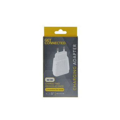 Dual USB Plug Adaptor - 2 Ports for Fast Charging - White - USB-C and ...