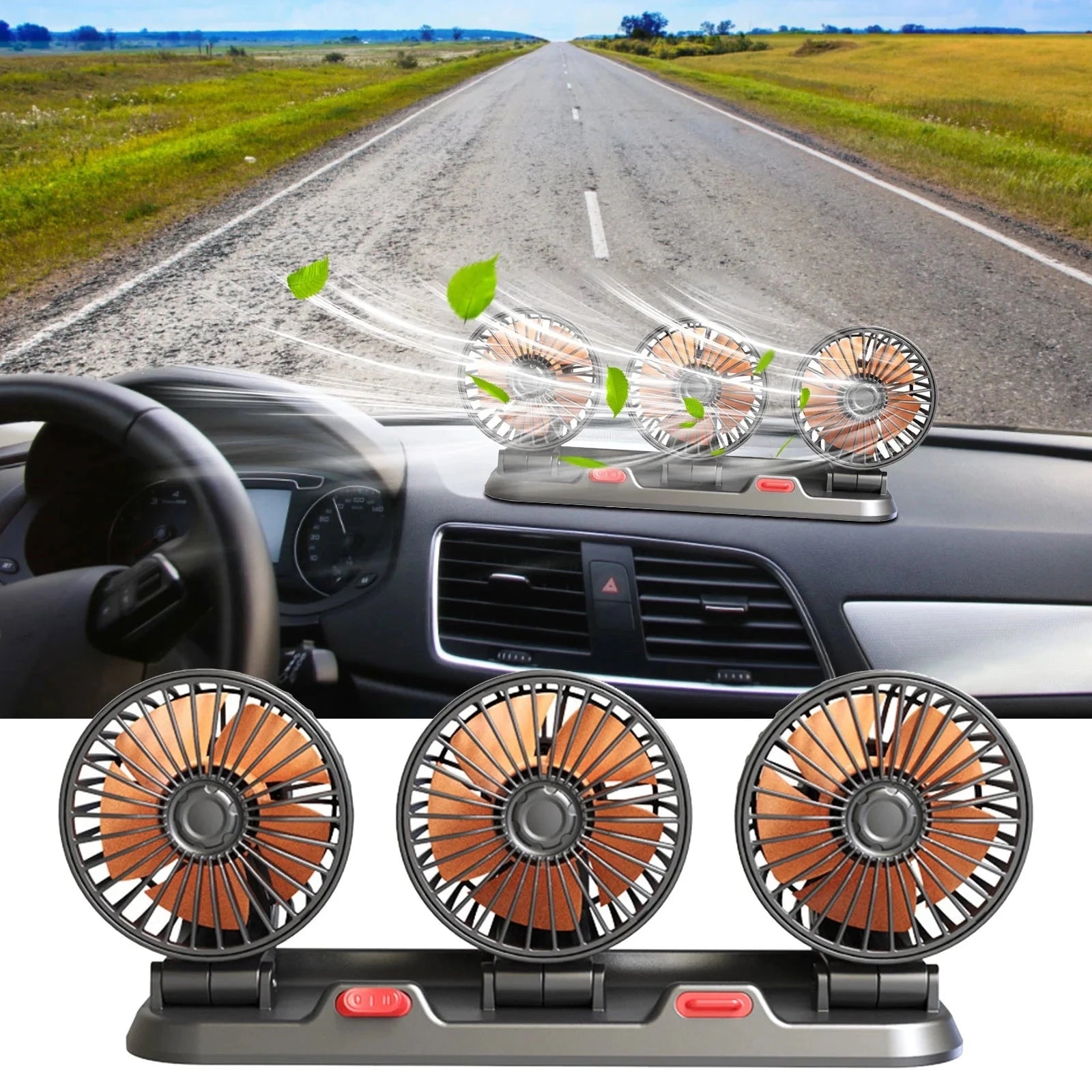 Multifunctional Three Head Electric Fan | Mega Cart