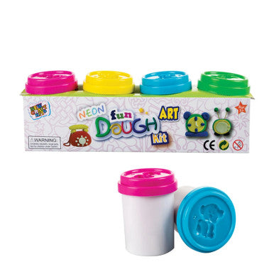 Neon Play Dough Set with Moulds - 4 x 60g Tubs for Children | Mega Cart